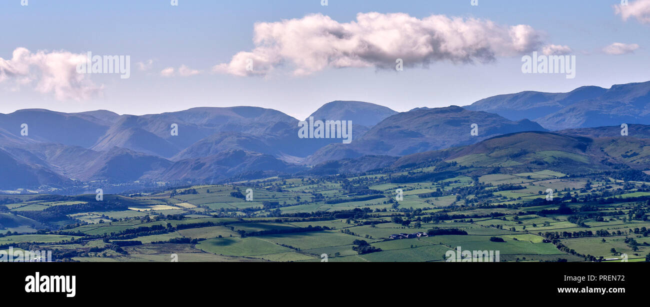 An aerial view of the Lake District Fells, from north of Penrith, North ...