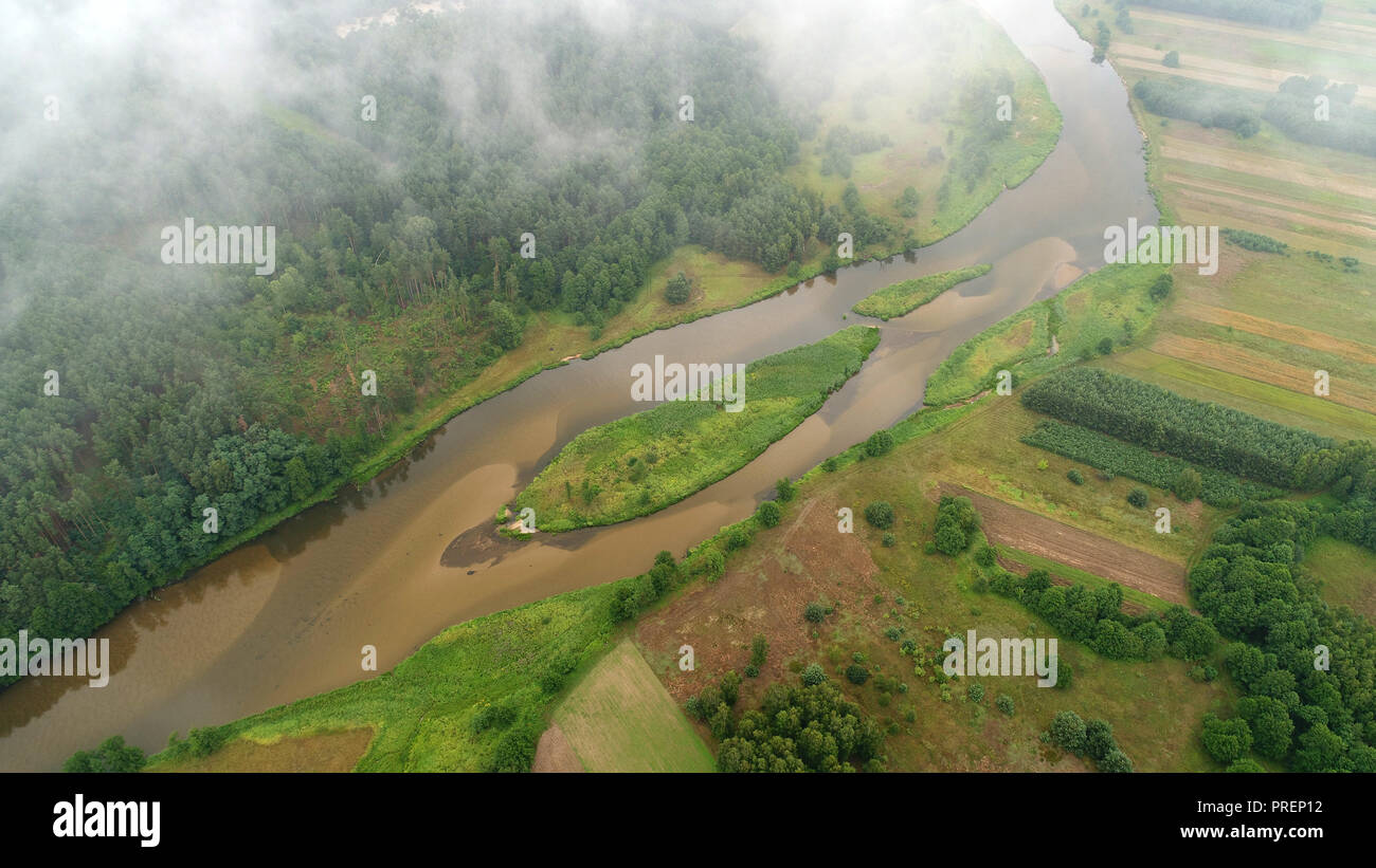 Aerial view of natural river Stock Photo - Alamy
