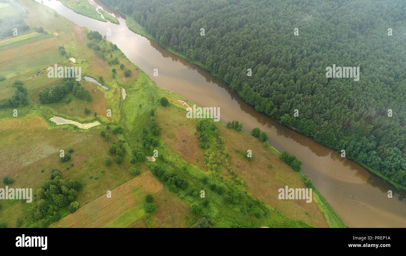 Aerial view of natural river Stock Photo - Alamy