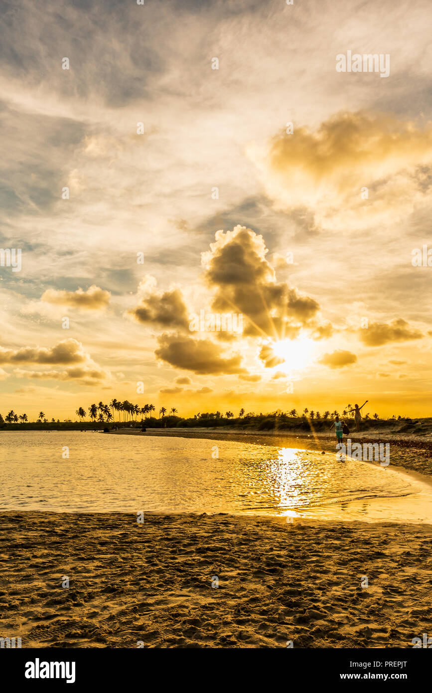 Scenic Tropical Sunset at Maracaipe Beach, near Porto de Galinhas Beach ...