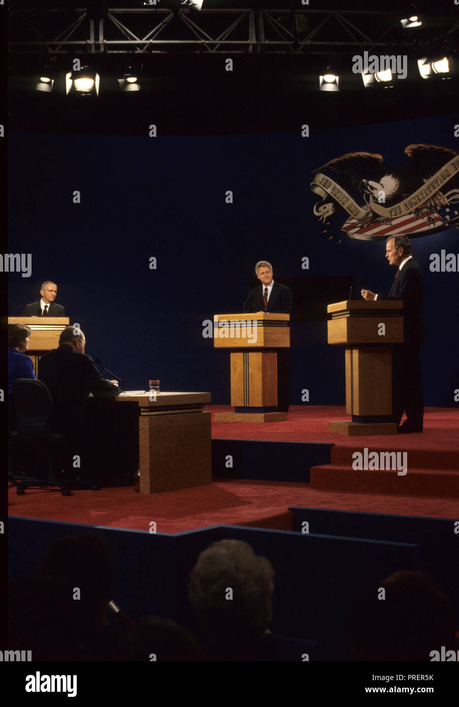 Bush and Clinton and Perot at the presidential debate in St Louis on ...