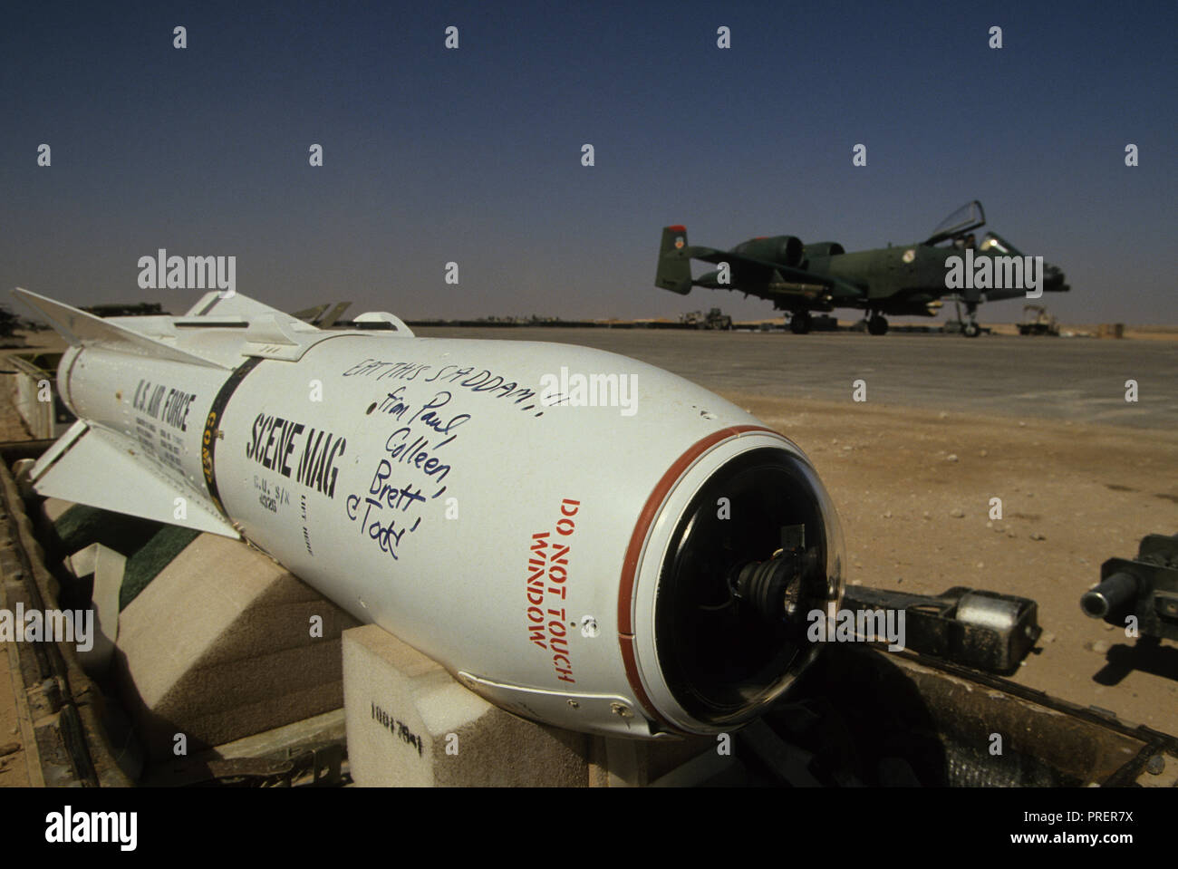 A block buster bomb with an a 10 Warthog in the backgroundin the ...