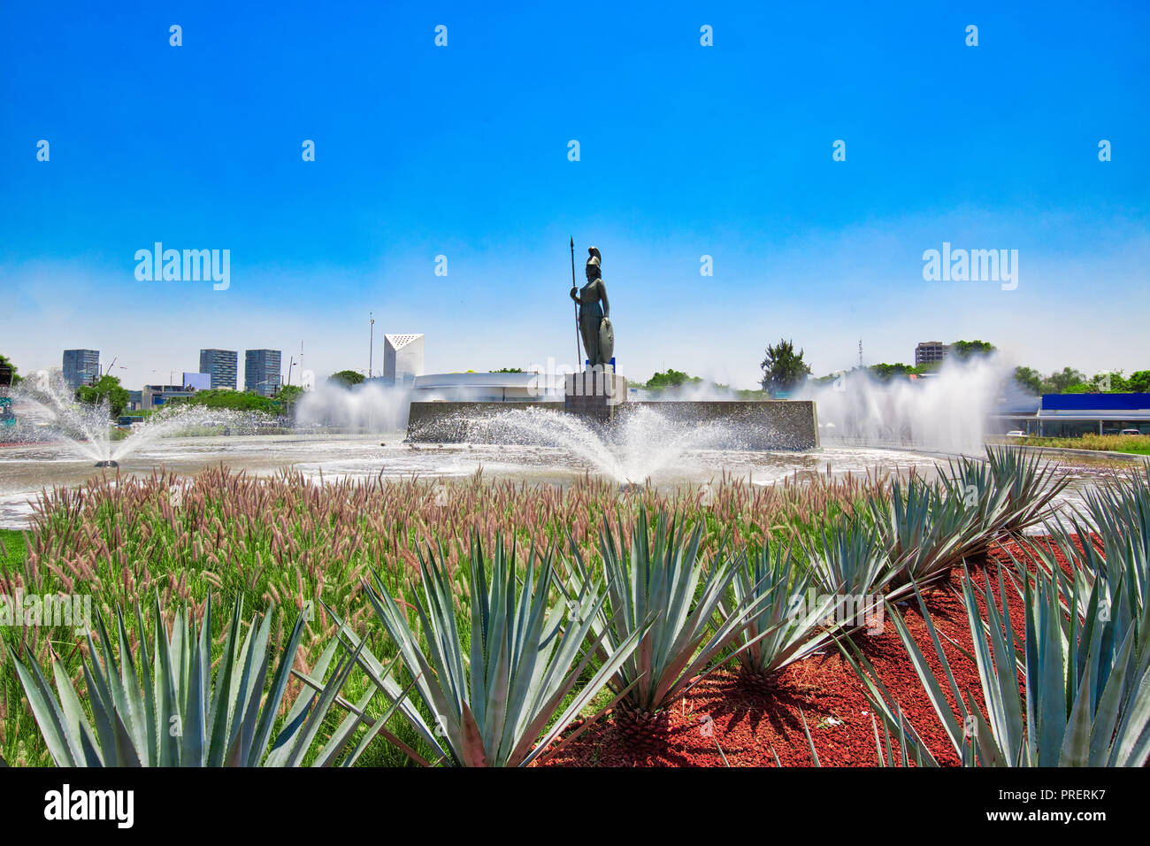 Landmark Minerva monument in Guadalajara historic center Stock Photo ...