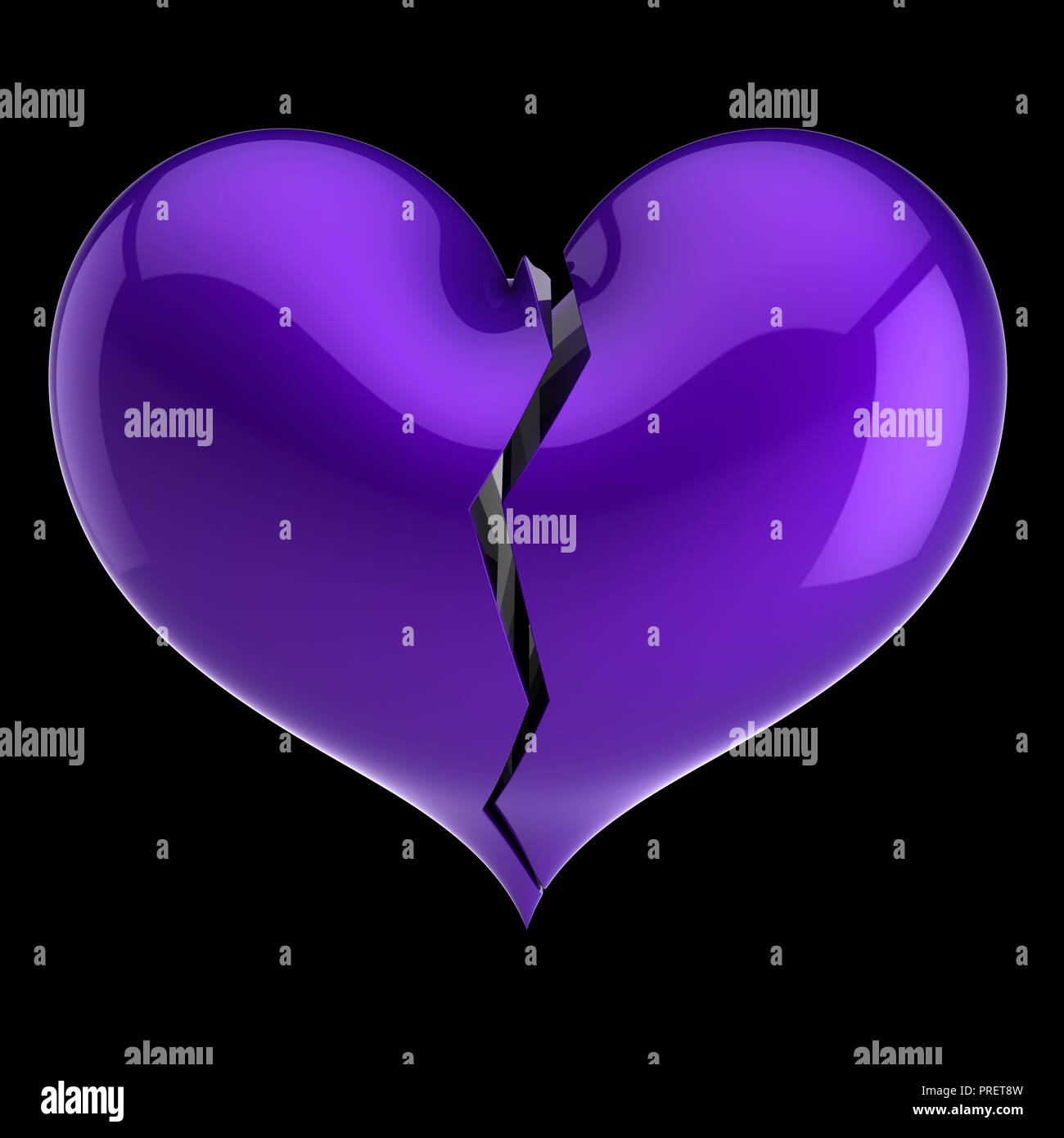 broken purple heart shape. failure love cracked depression symbol bad ...