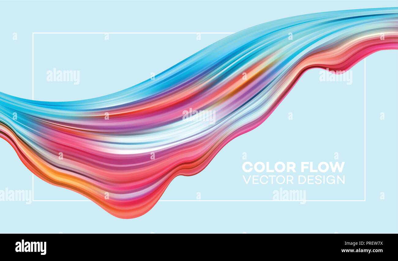 Modern colorful flow poster. Wave Liquid shape in blue color background ...