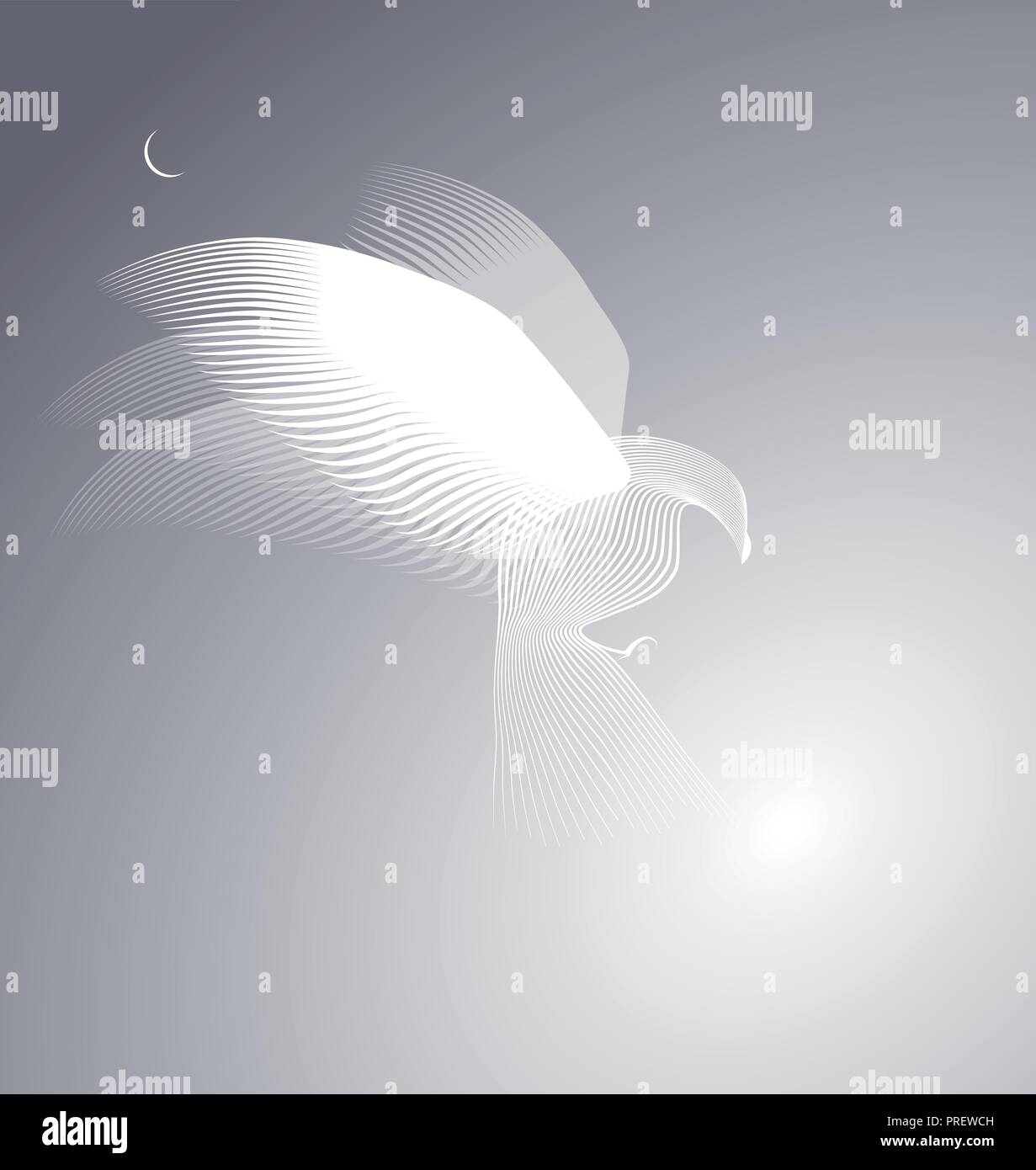 Eagle on a misty sky under the moon. Vector Illustration Stock Vector ...