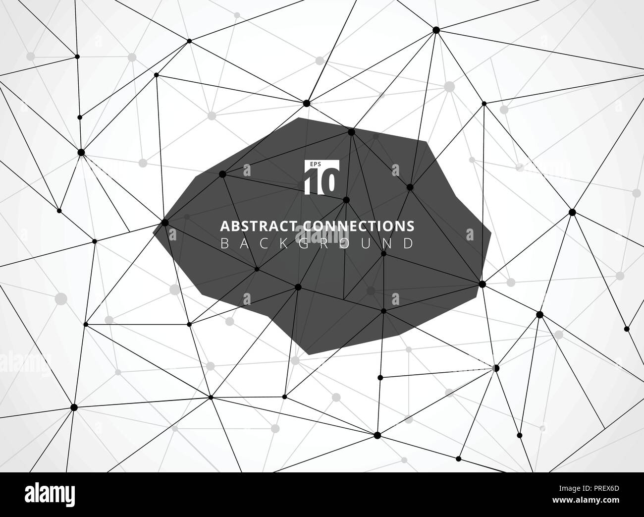 Abstract black wireframe lines geometric connections with nodes on ...