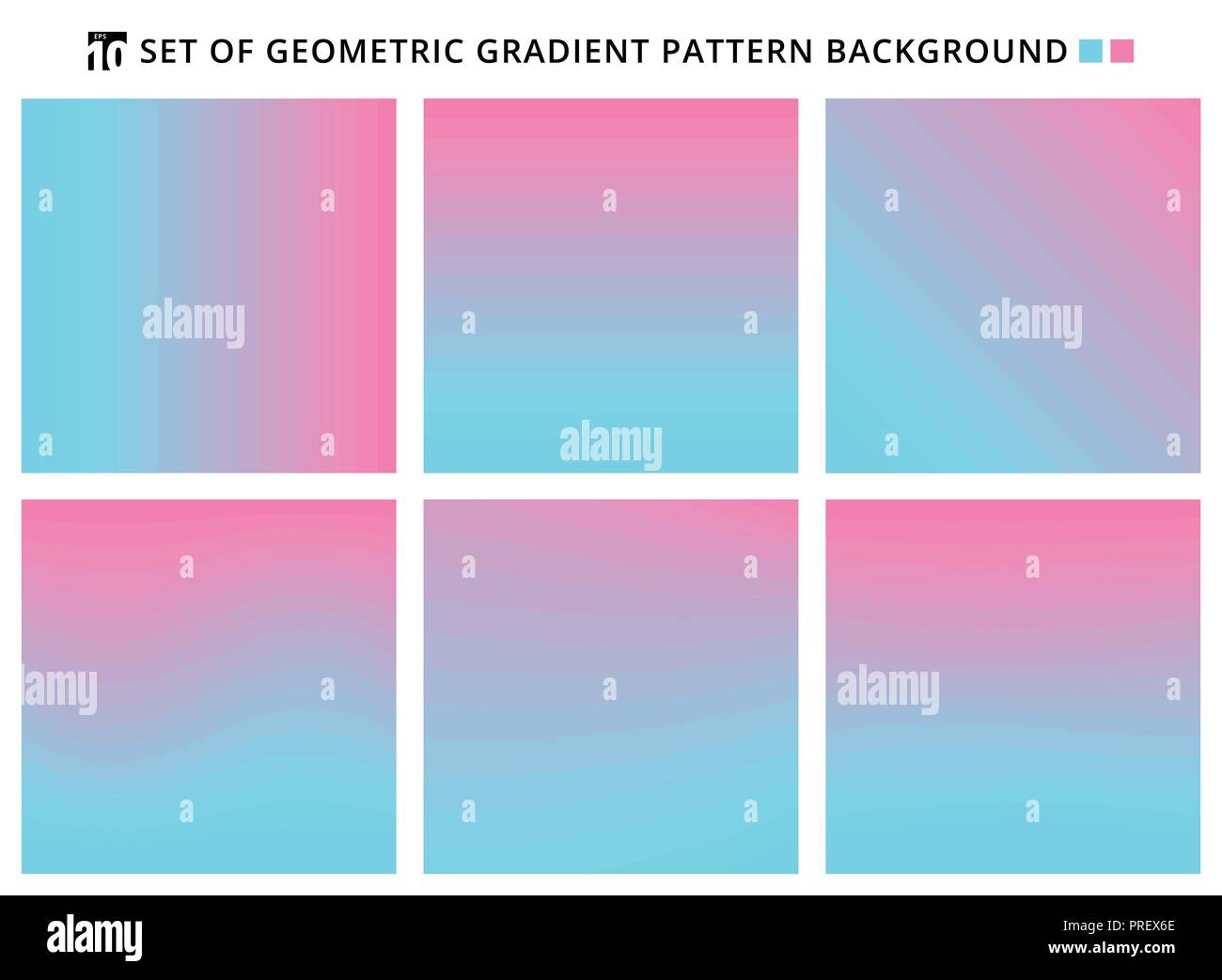 Collection of abstract geometric gradients pattern blue and pink ...