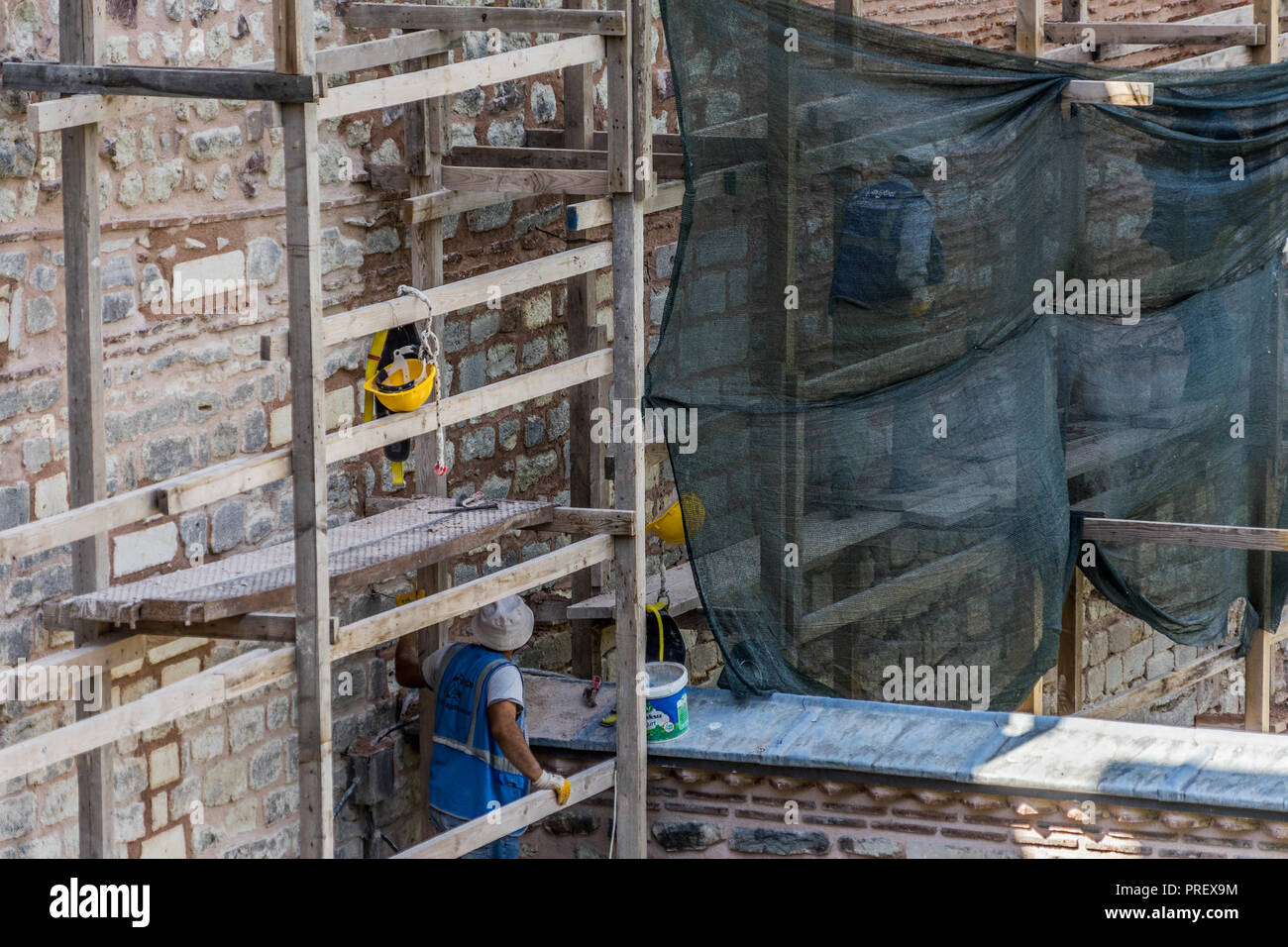 Istanbul, Turkey, September 22nd, 2018: Construction workers on a ...