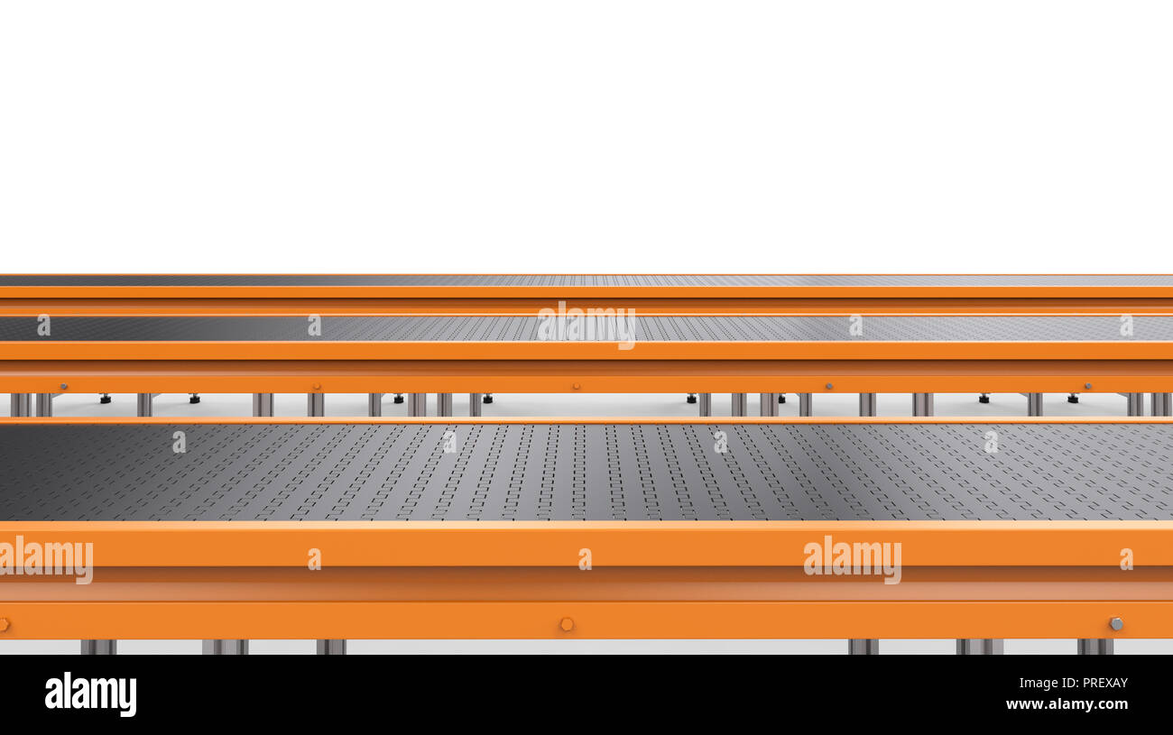 3d rendering empty conveyor line on white background Stock Photo - Alamy