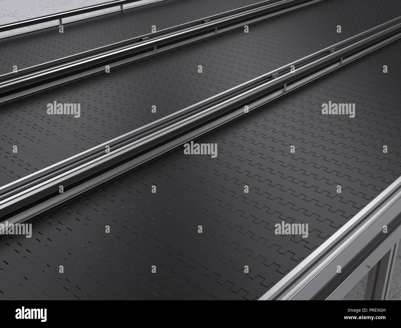 3d rendering empty rubber conveyor lines in a row Stock Photo - Alamy