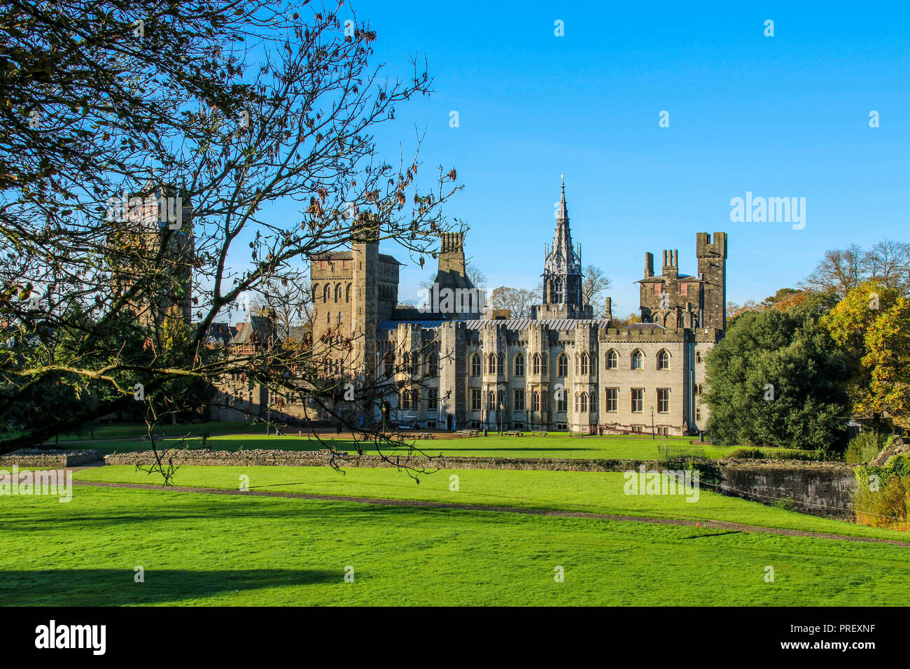Cardiff Castle, South Wales, UK in the autumn sunshine Stock Photo - Alamy