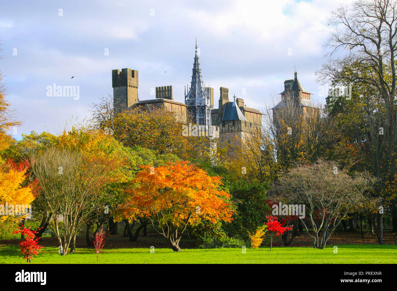 Cardiff Castle, South Wales, UK in the autumn sunshine Stock Photo - Alamy
