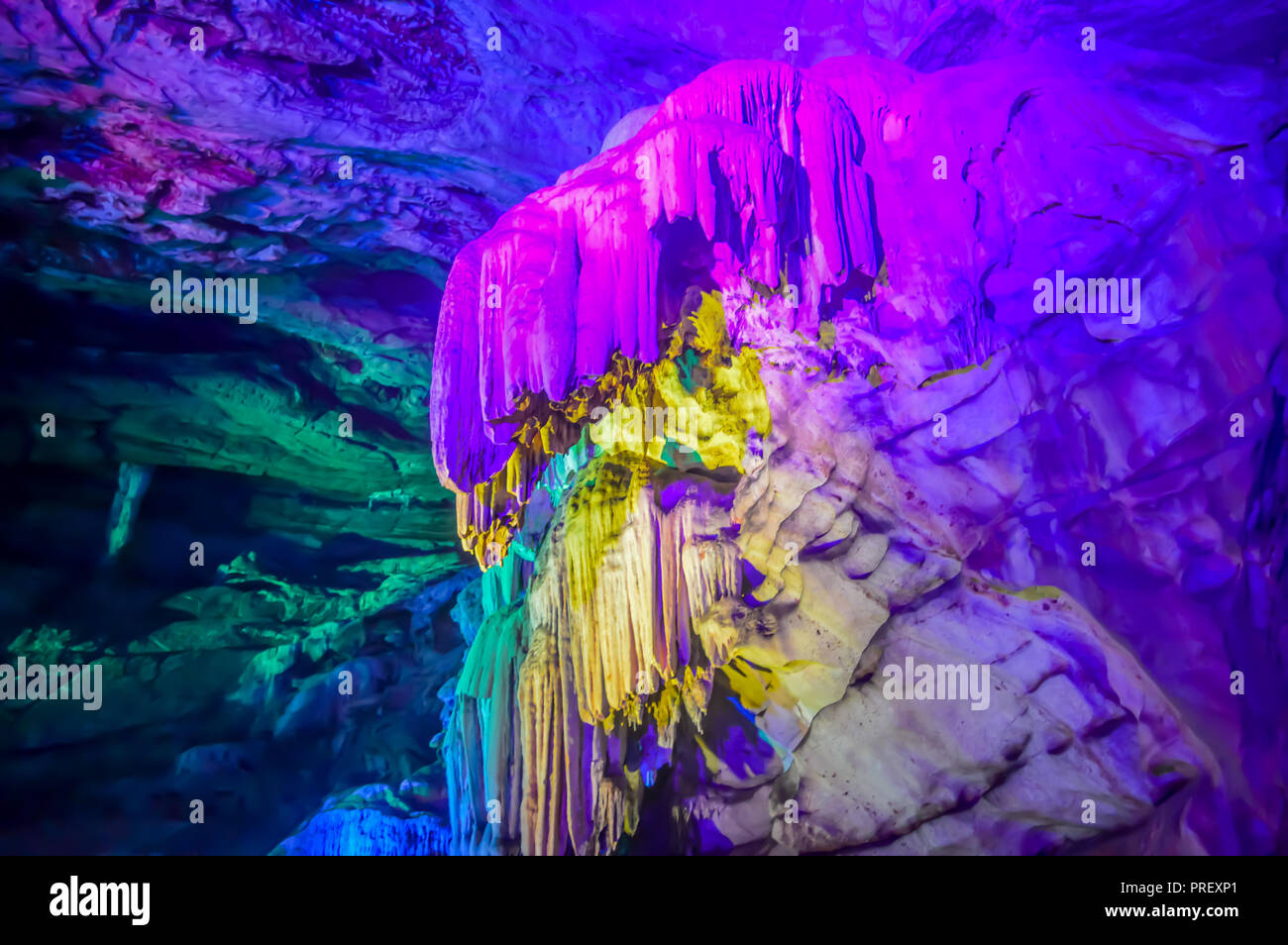 Inside view of Borra Caves formed by solidified stalactites and ...