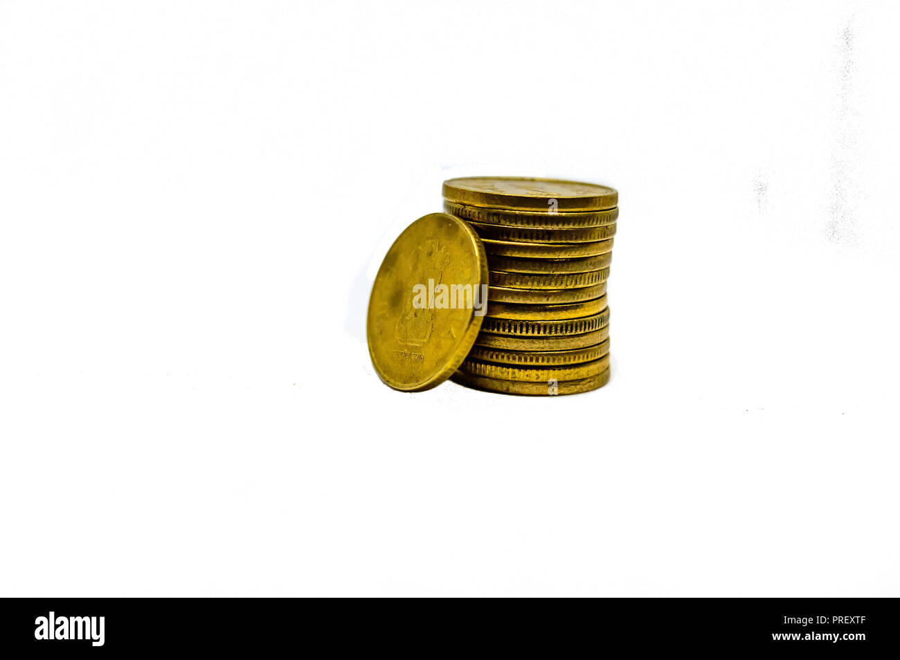 Stack of Indian Rupee Coins isolated on white background Stock Photo ...