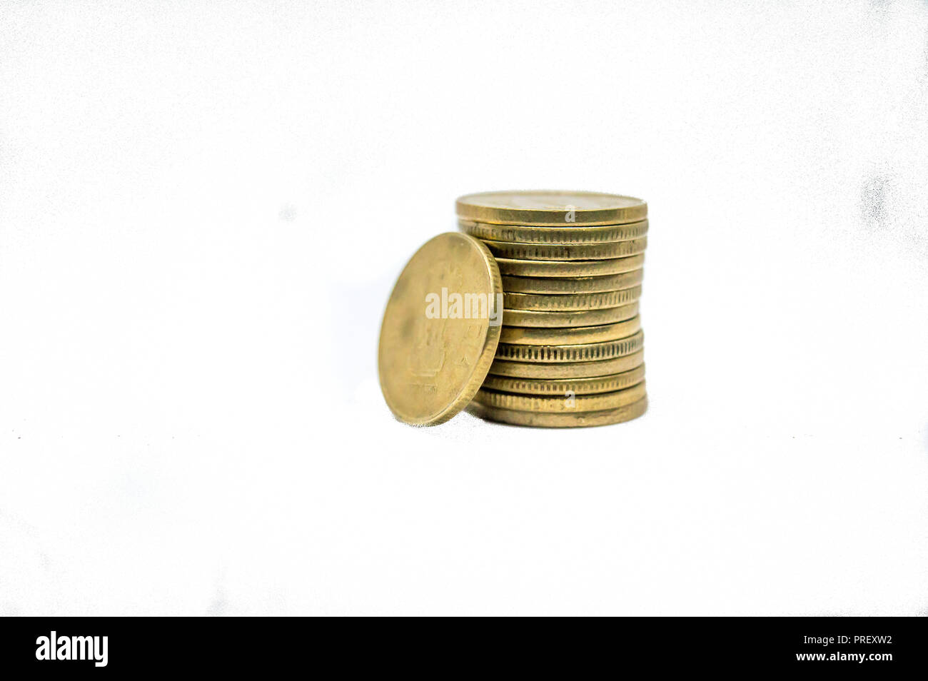 Stack of Indian rupee coins isolated on white background Stock Photo ...