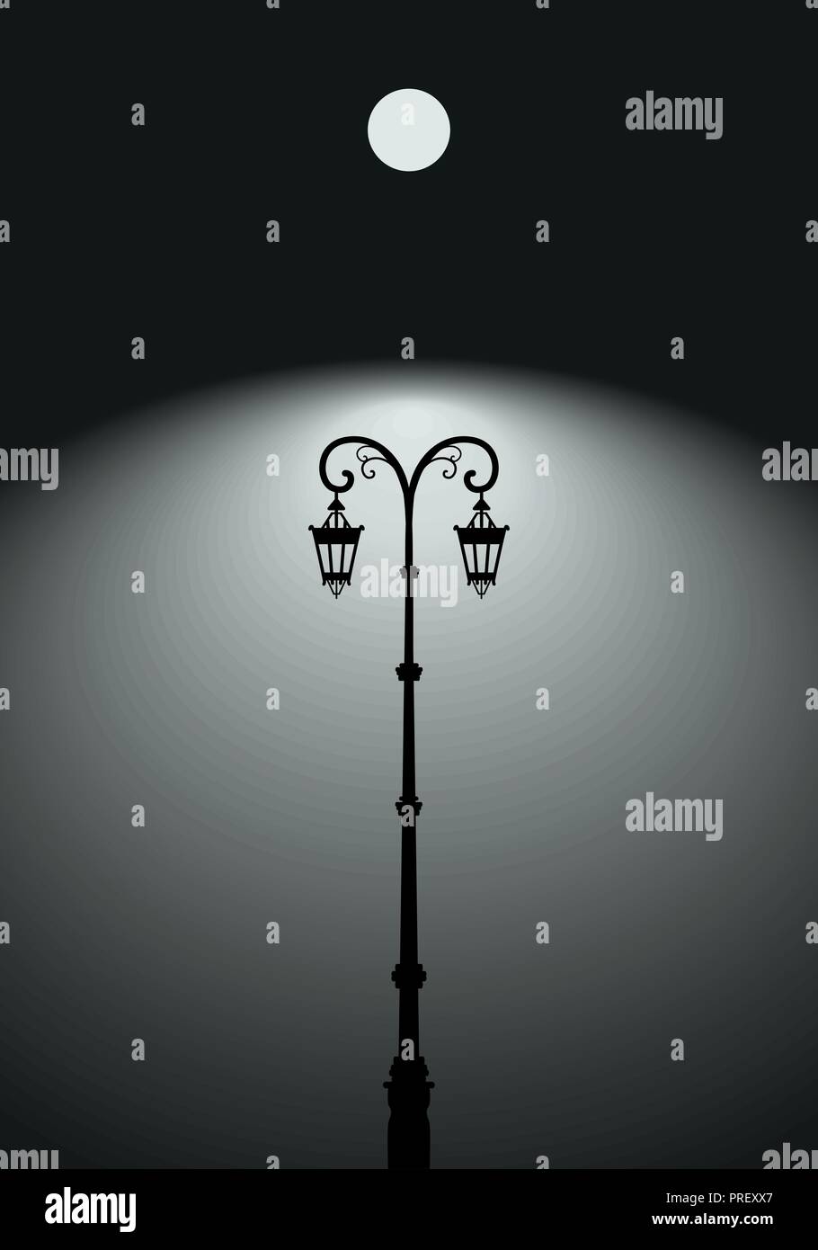 Dark night black sky lampost Stock Vector Images - Alamy