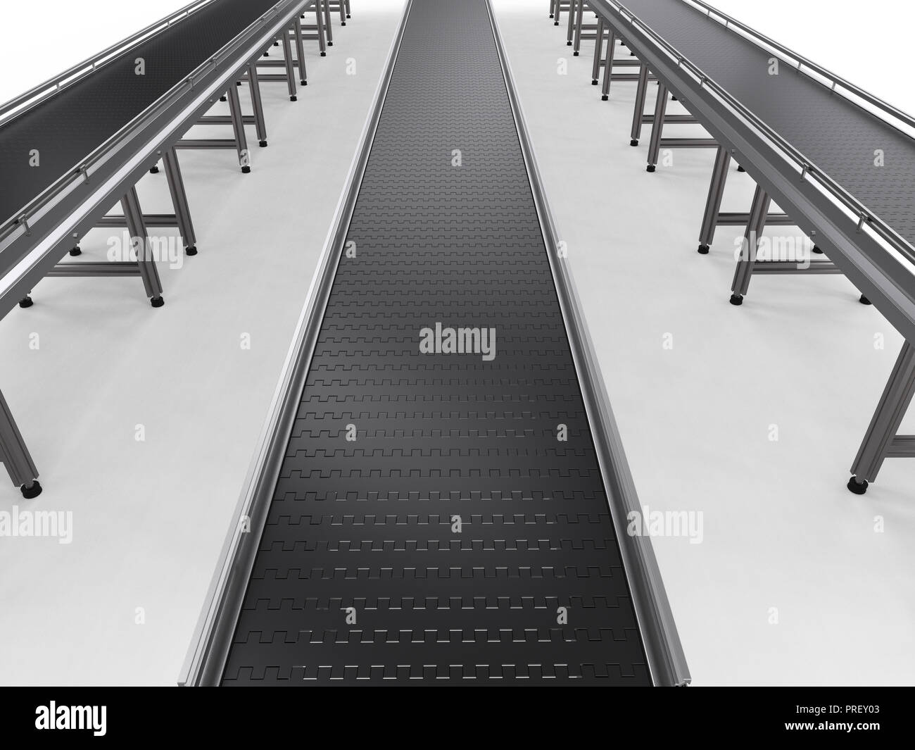 3d rendering empty conveyor line on white background Stock Photo - Alamy
