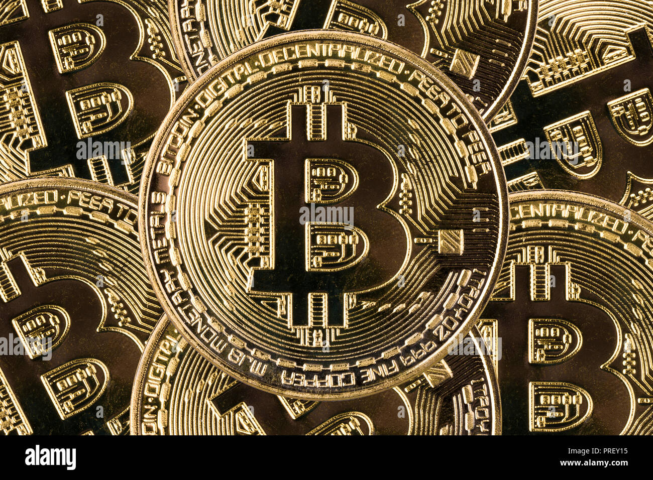 background of gold bitcoins, close-up photo, cryptocurrency screensaver ...
