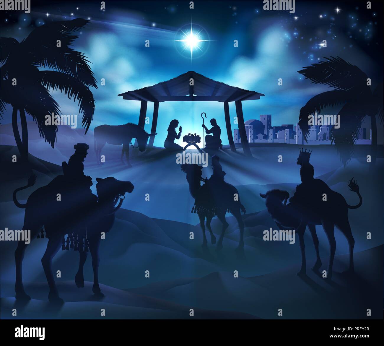 Christmas nativity scene Stock Vector Images - Alamy