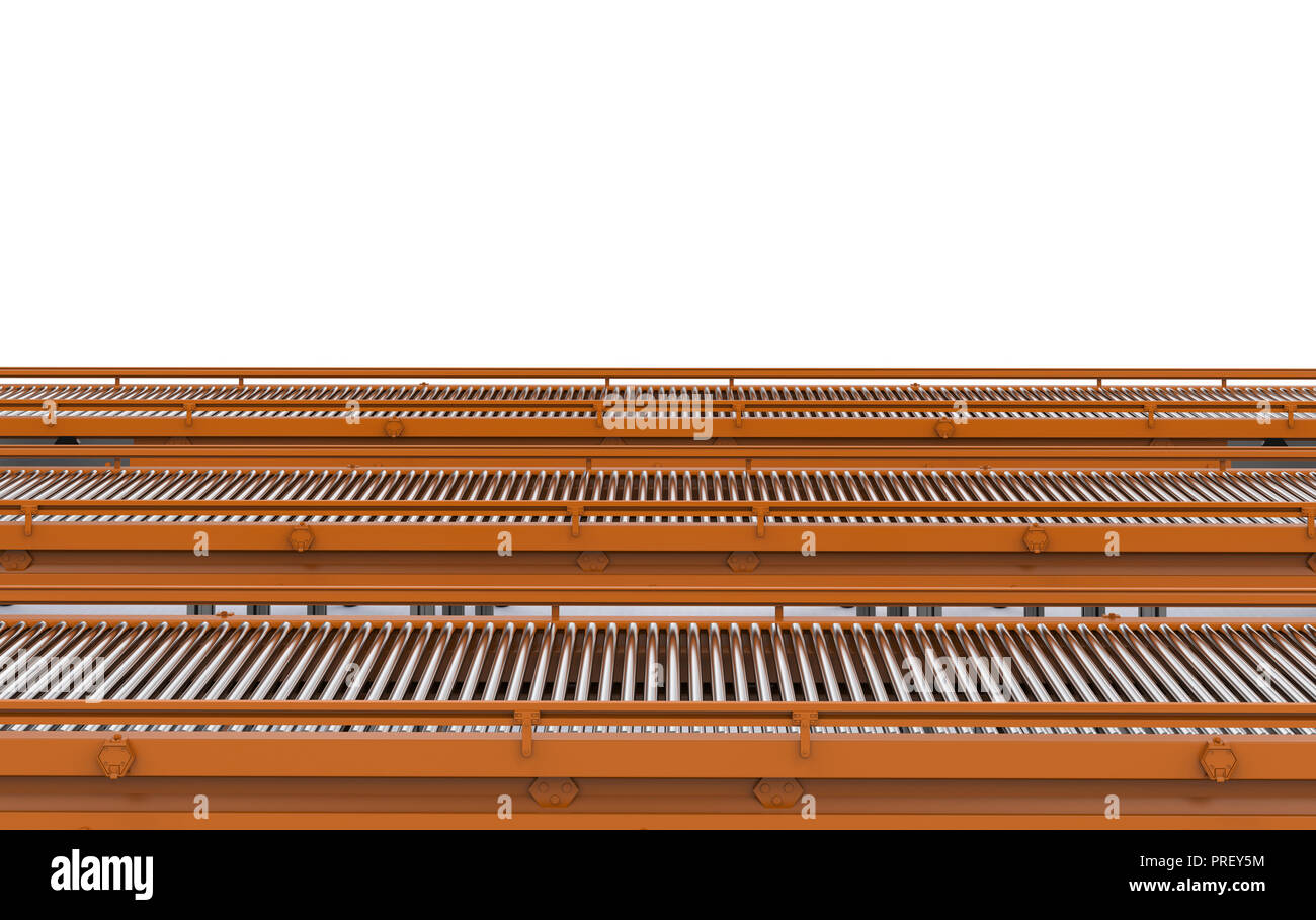 3d rendering empty conveyor line on white background Stock Photo - Alamy