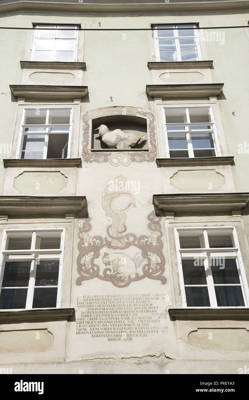 Wien, Schönlaterngasse, Basiliskenhaus - Vienna, Basilisk House Stock ...