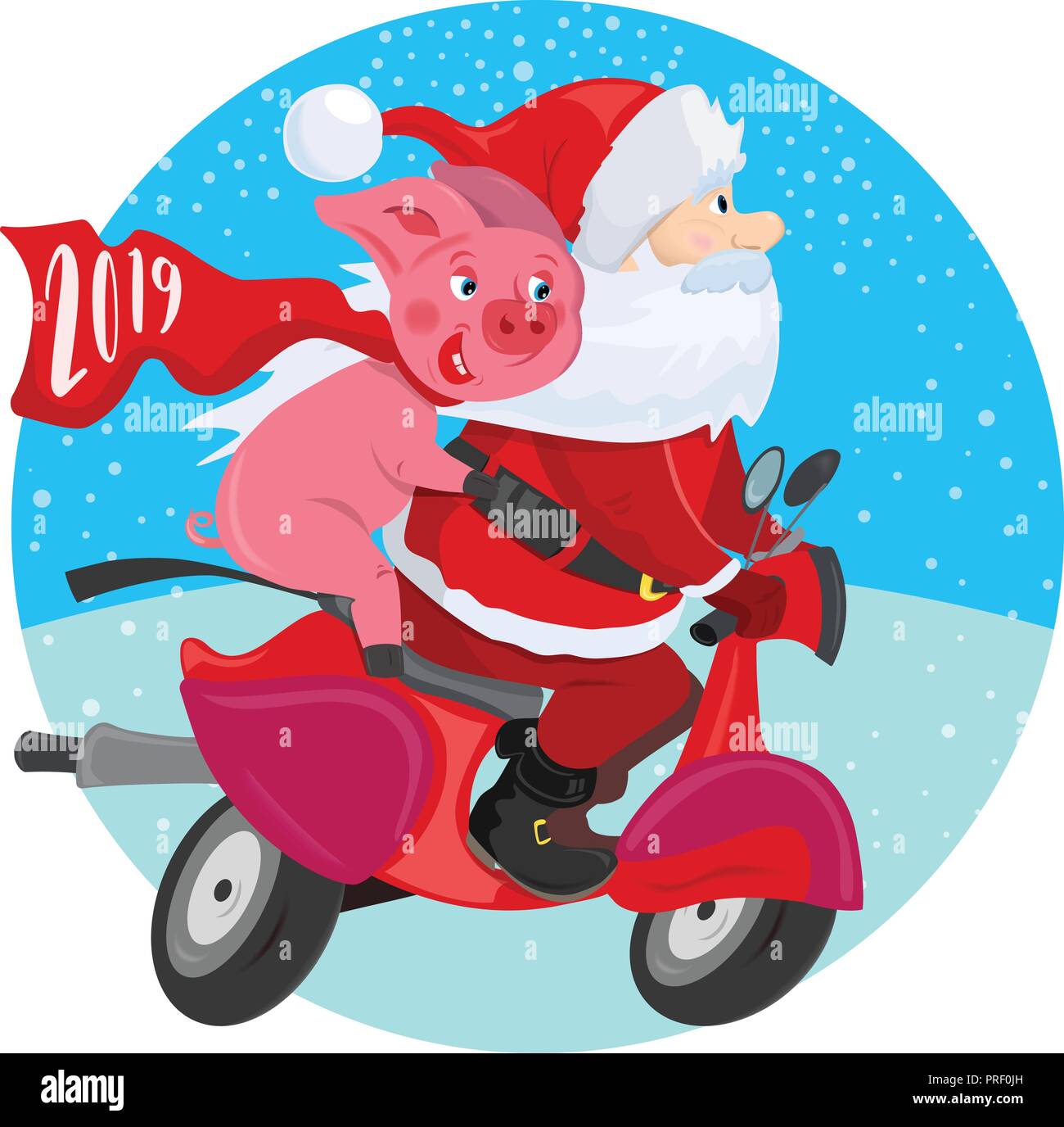Santa claus on motorcycle Stock Vector Images - Alamy