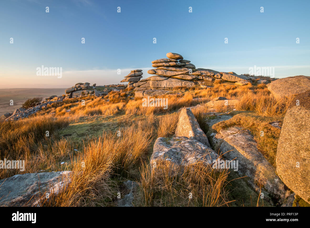Golden Glow, The Cheesewring, Bodmin Moor, Cornwall Stock Photo - Alamy