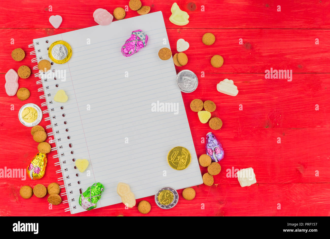 Candy and notepad for traditional dutch Sinterklaas holiday celebration ...
