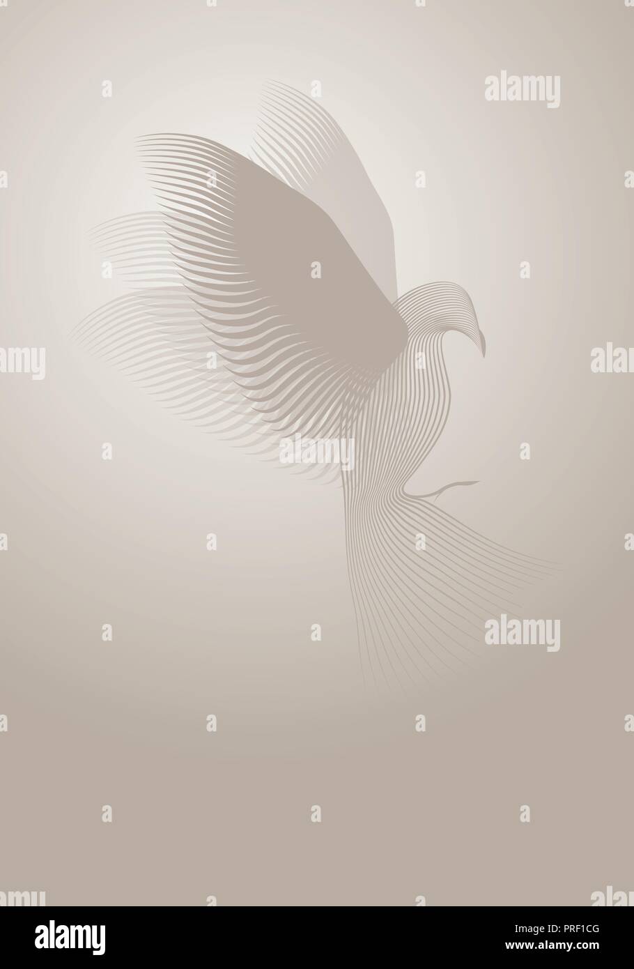 Magic dove made with lines on misty background. Vector illustration ...