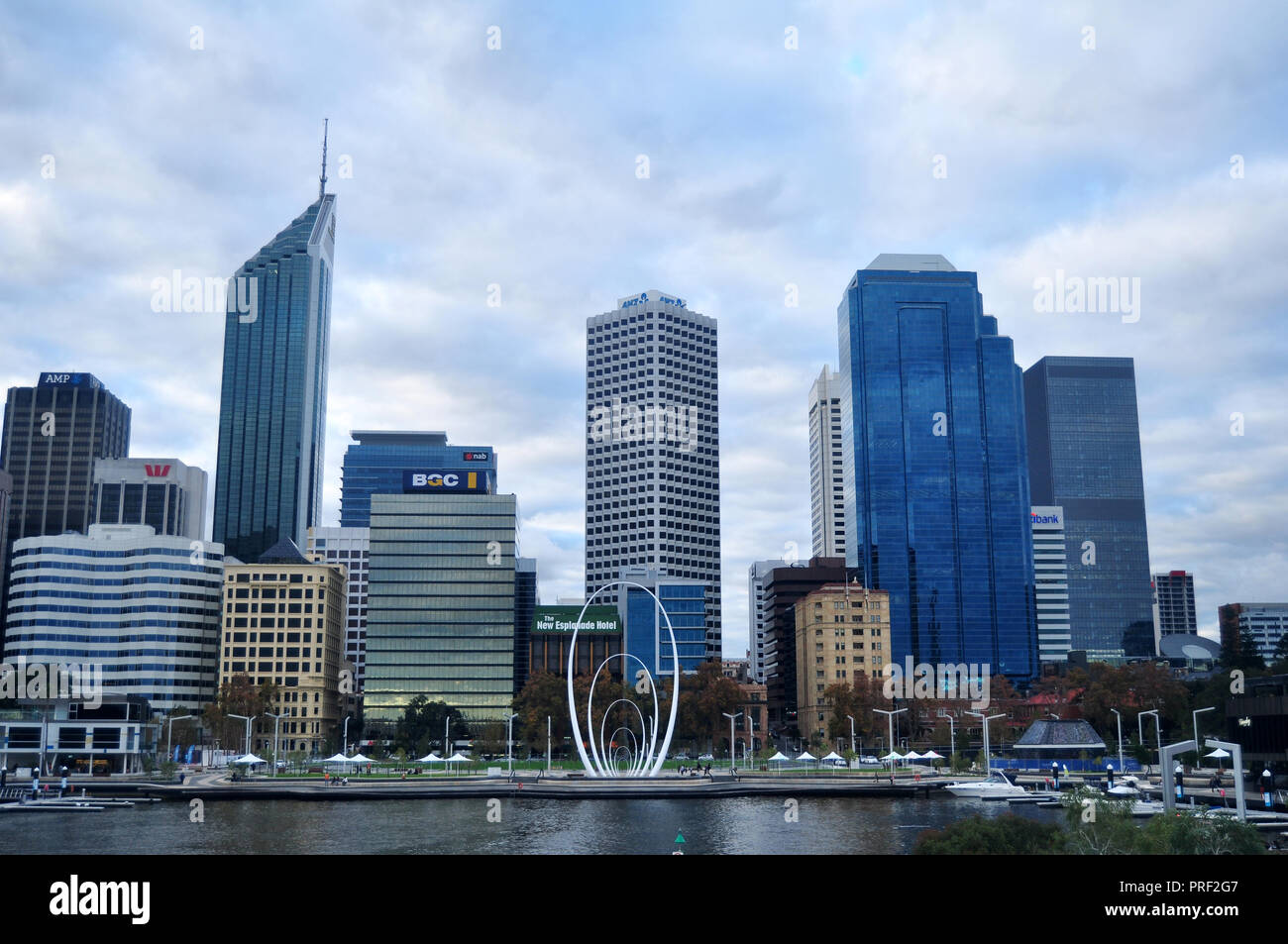 Landscape and cityscape with modern building and Spanda monument for ...