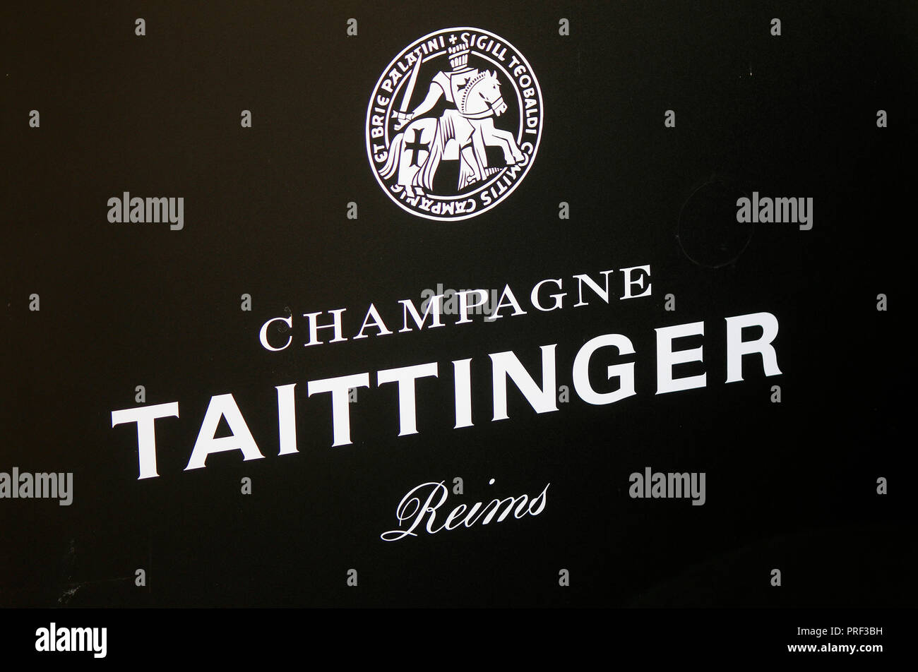das Logo der Marke/ the logo of the brand "Taittinger", Helsinki (nur ...