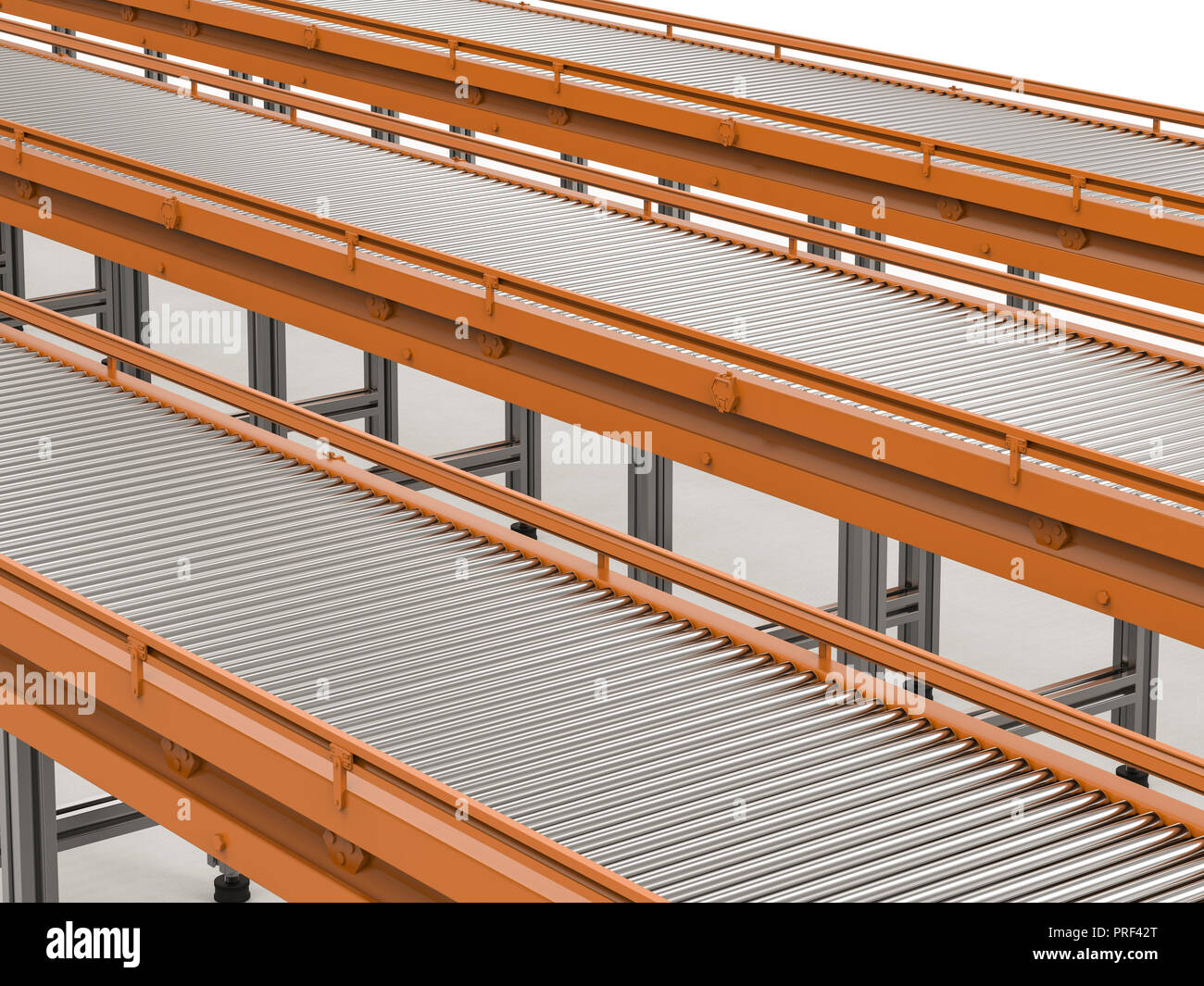 3d rendering empty conveyor line on white background Stock Photo - Alamy