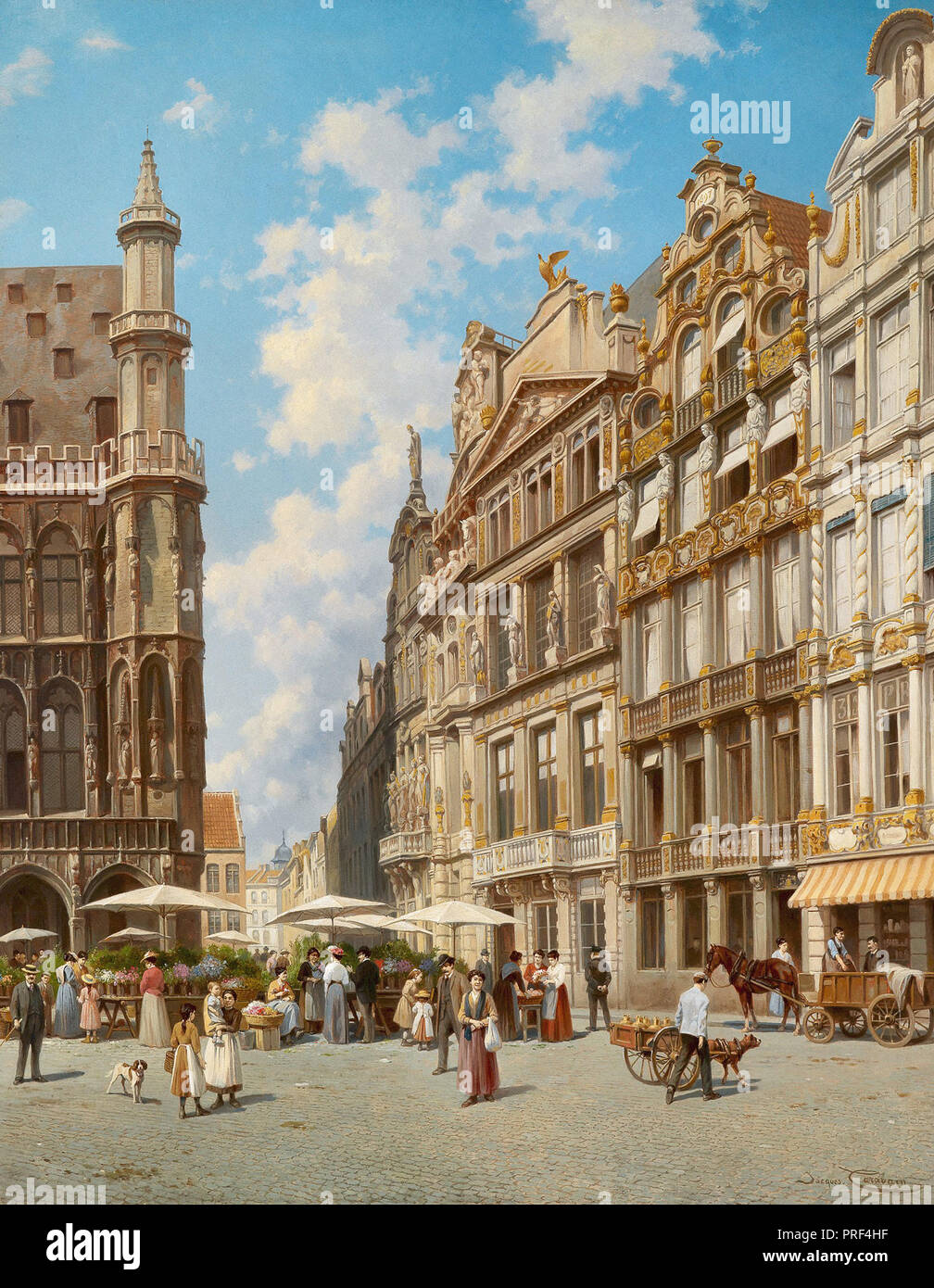 Carabain Jacques Francois - View of the Grande Place in Brussels Stock ...