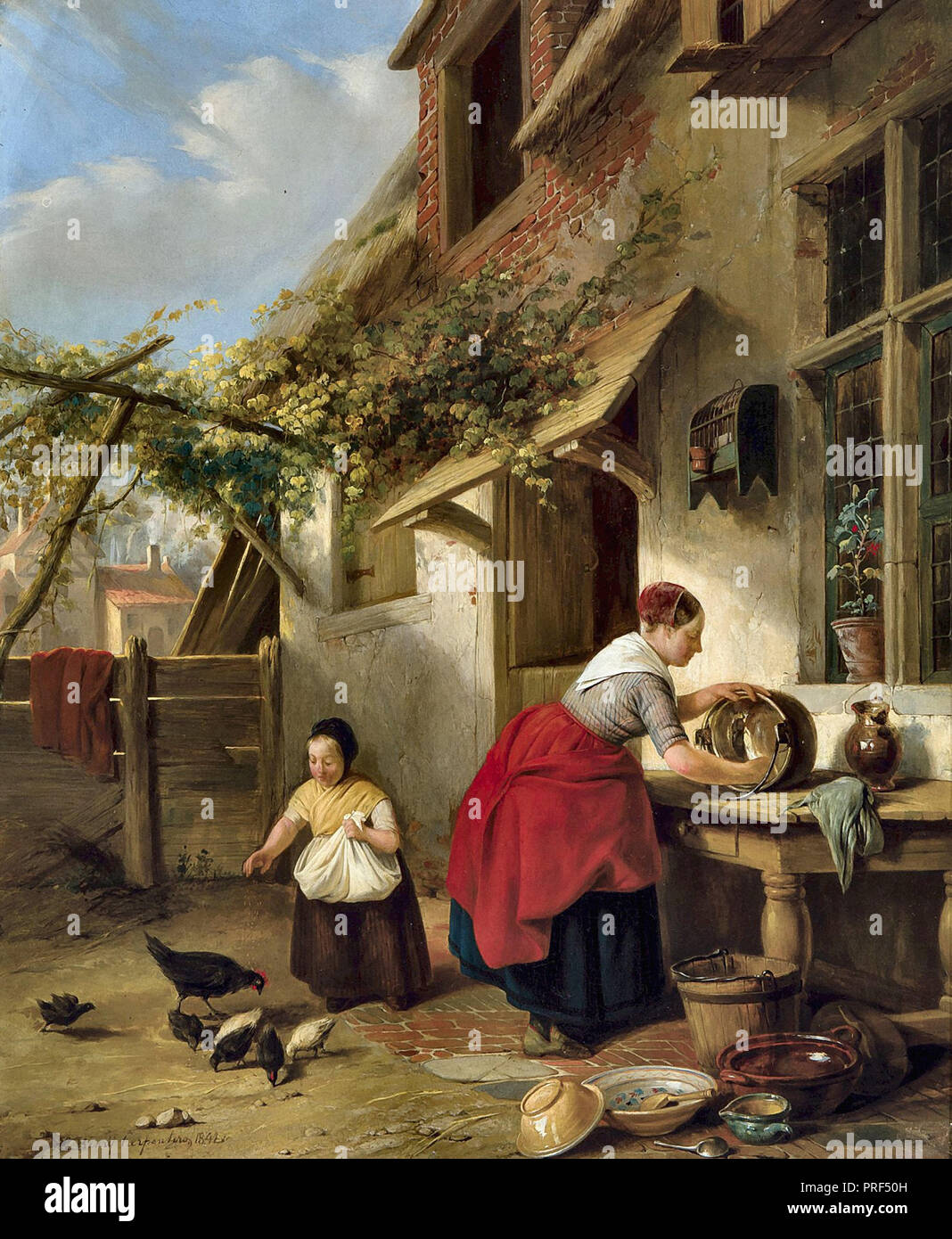 Carpentero Henri Joseph Gommarus - Zomers Buitentafereel Met Moeder En ...