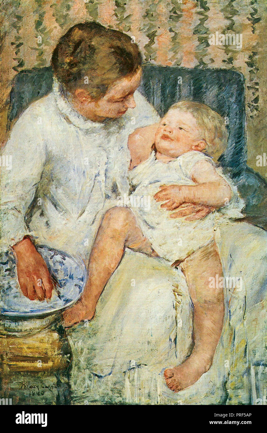 Cassatt Mary - Mother Washing Her Tired Child 1880 Stock Photo - Alamy