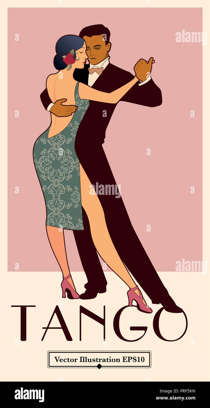 1920s Tango Poster. Elegant couple dancing tango. Retro style Stock ...