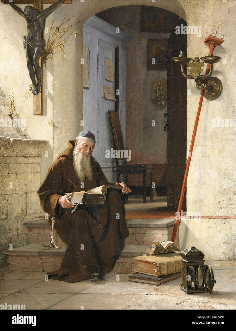 Cederstrom Thure Nikolaus - Klosterinteriör Med Munk Stock Photo - Alamy