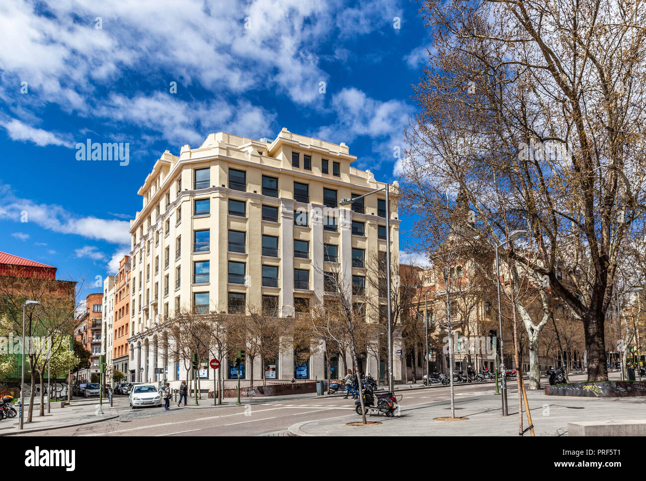 A mid rise office building on Plaza Santa Barbara, Madrid, Spain Stock ...