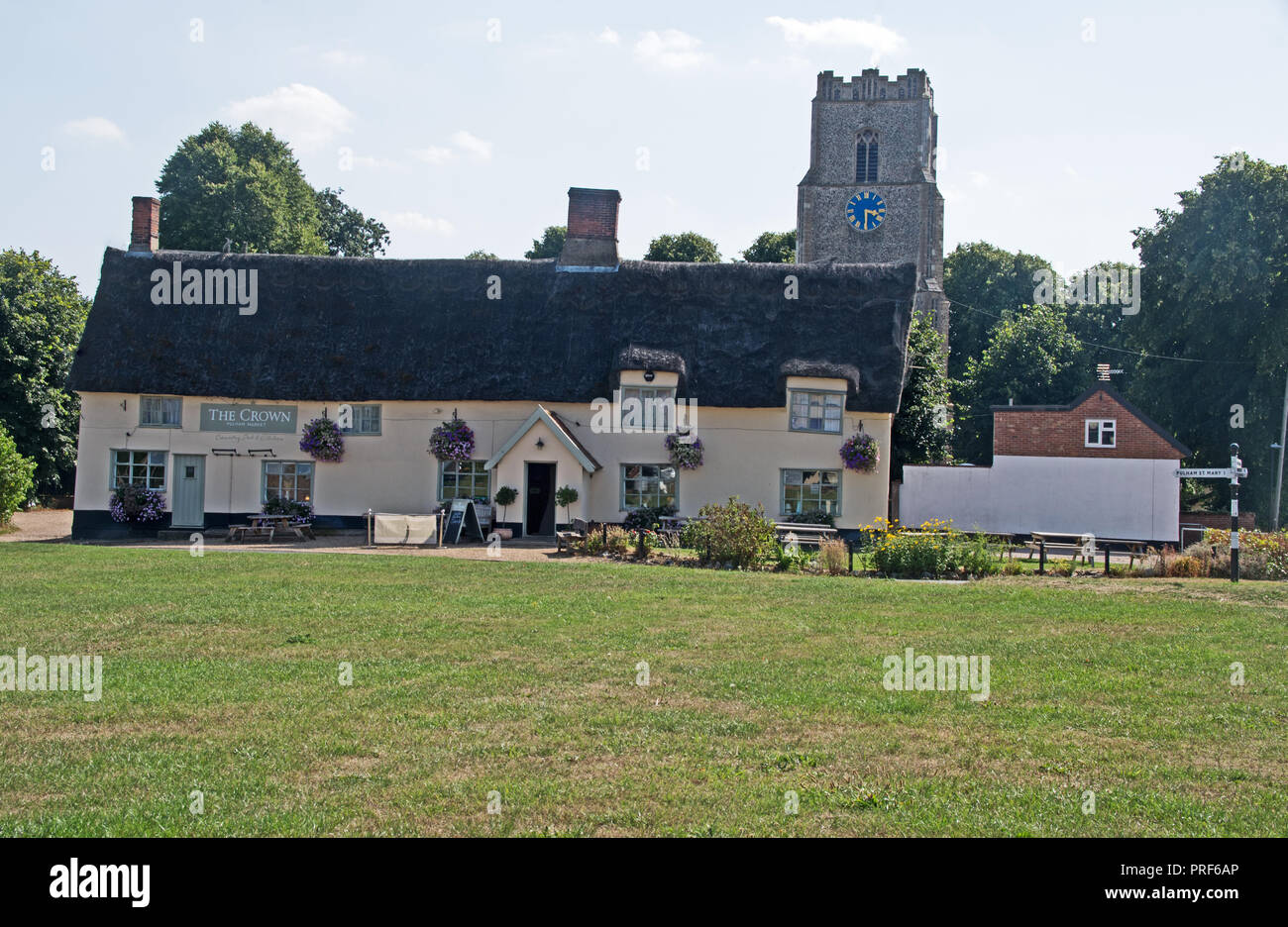 Pulham Market Village Crown Inn and Church by Village Green Norfolk UK ...