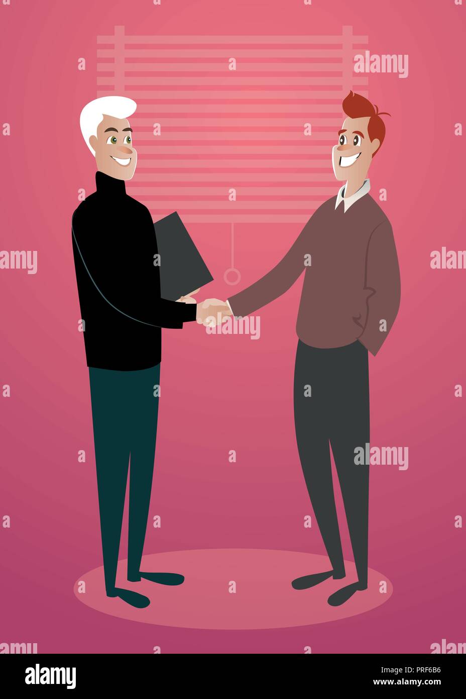 Two young businessmen shaking hands. Cartoon vector Stock Vector Image ...
