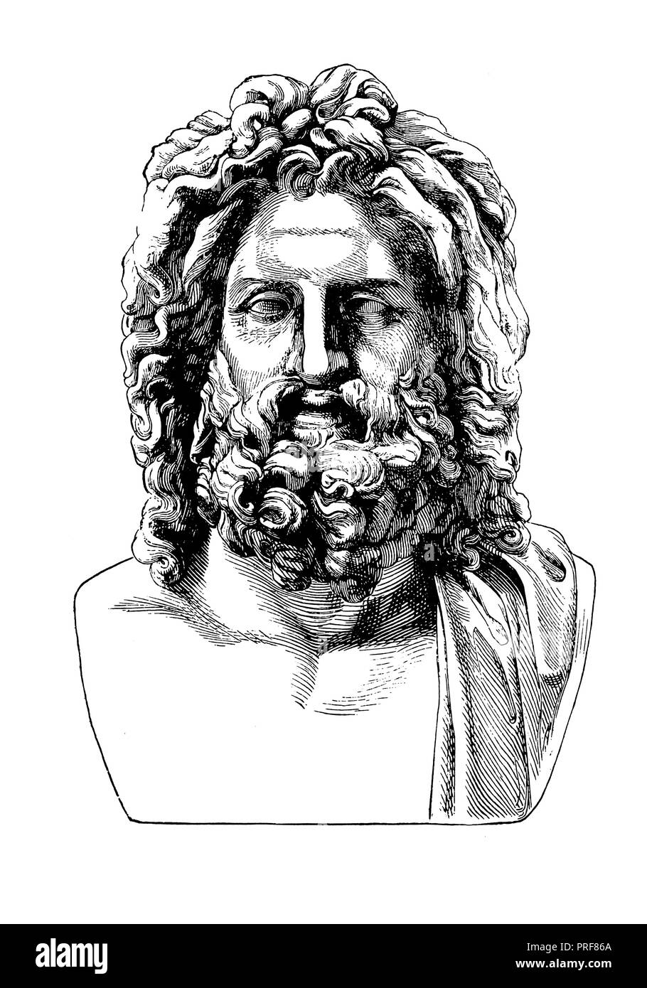 Original artwork of Jupiter, the god of sky and thunder in ancient ...