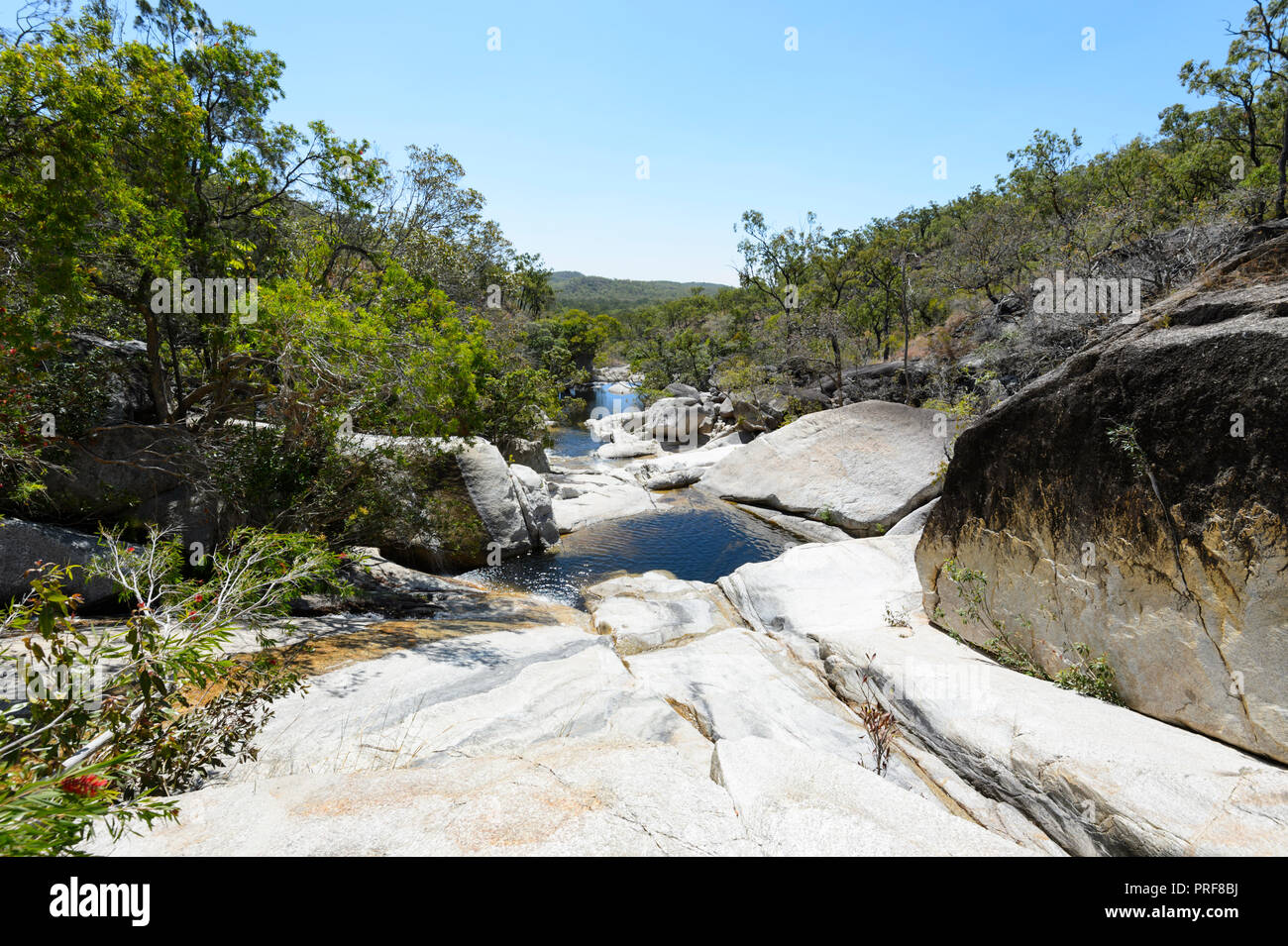 Eroded granite creekbed of Emerald Creek, near Mareeba, Atherton ...