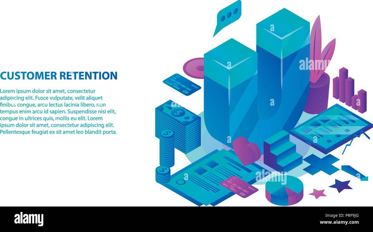 Customer retention concept background, isometric style Stock Vector ...
