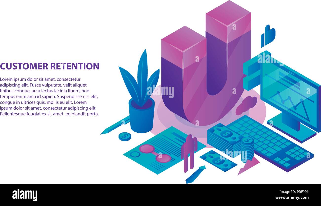 Retention strategy concept background, isometric style Stock Vector ...