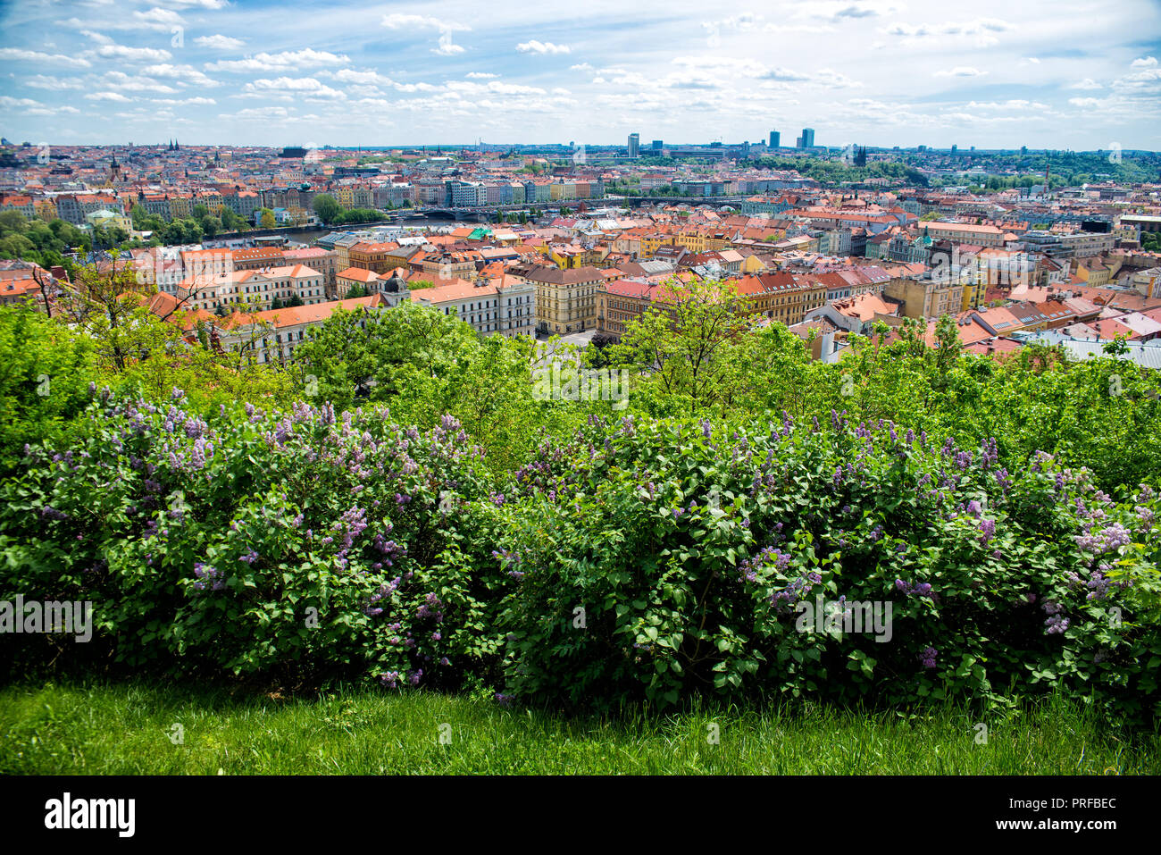 Spire and green dome building prague hi-res stock photography and ...