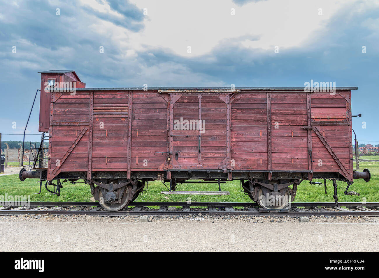 Former cattle train wagon used for jewish people transportation to ...