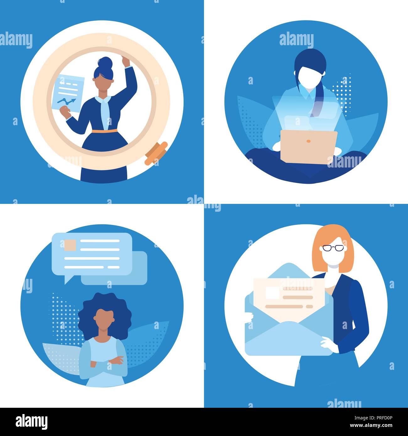 Business communication - set of flat design style illustrations Stock ...