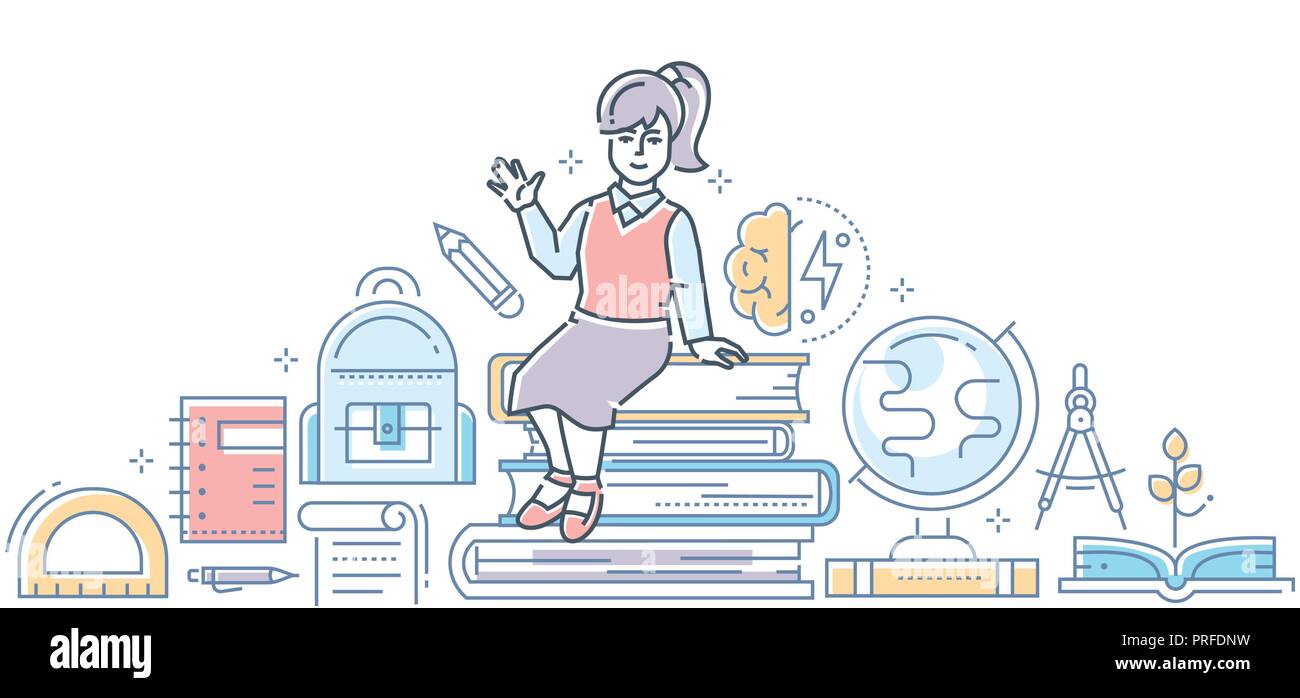 Learning - modern colorful line design style illustration Stock Vector ...