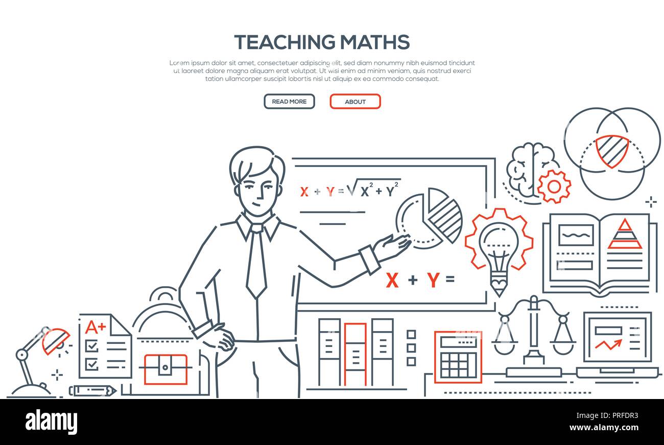 Teaching Maths - colorful line design style banner Stock Vector Image ...